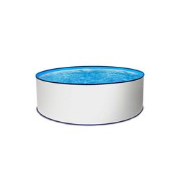 Paradies Pool Rundpool, Stahlwandpool weiß Folie blau rund 500x120cm Premium