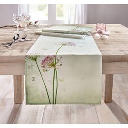 Home-trends24.de Tischläufer Tischläufer Blume Schmetterlinge Mitteldecke Tischband