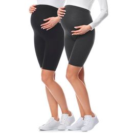 Be Mammy Umstandsleggings 2Pack Kurze Umstandsleggings aus Baumwolle BE20-228 (2-tlg) elastischer Bund