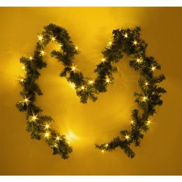 Spetebo Weihnachts-Girlande mit Lichterkette - 540 cm / 70 LED - Künstliche Tannen Girlande warmweiß beleuchtet
