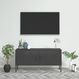 MAISONCHIC TV-Lowboard für Wohnzimmer tv Schrank TV-Möbel Anthrazit 105x35x50 cm Stahl DE43742 - Anthrazit