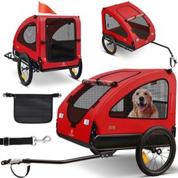 Kesser® Hundeanhänger Boxer 2-in-1 Hundebuggy Fahrradanhänger groß ca. 250L Volumen - Inkl. Fahne und Tasche - 600D Oxford Canvas, Klappbar SmartSpace Concept, maximale Belastbarkeit: 45kg