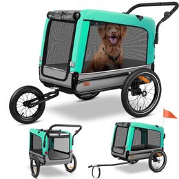 Kesser® Hundeanhänger Boxer 3-in-1 Hundebuggy & Jogger Fahrradanhänger groß ca. 240 Liter Volumen, gefedert, Material: 600D Oxford Canvas, SmartSpace Concept, maximale Belastbarkeit: 40 kg
