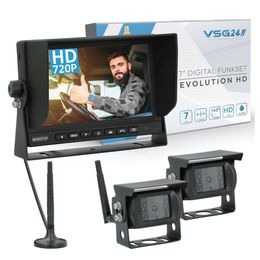 VSG24 7“ Funk Rückfahrsystem EVOLUTION HD mit 21 Meter FUNK Übertragung 2 x Rückfahrkamera (für Wohnmobil & LKW