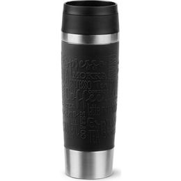 Emsa Thermobecher Travel Mug Classic, mit 360°-Trinköffnung, Edelstahl, Kunststoff, Silikon, 4h heiß, 8h kalt - 360 ml / 6h heiß, 12h kalt - 500 ml, 100% dicht, schwarz