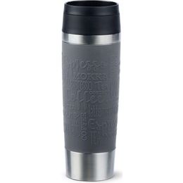 Emsa Thermobecher Travel Mug Classic, Edelstahl, Kunststoff, Silikon, 6h heiß, 12h kalt, 100% dicht, spülmaschinenfest, 360°-Trinköffnung, grau