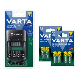 Varta Akku-Batterien Power Mignon AA 2.100 mAh 8 Stück inkl. USB-Ladegerät Quattro