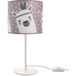 Paco Home - Kinderlampe Tischlampe Kinderzimmer Lampe Mit Lama-Motiv, Tischleuchte E14 Weiß, Pink (Ø18 cm)
