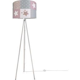 Kinderlampe Stehlampe Kinderzimmer Lampe Sternen Motiv, Stehleuchte E27 Dreibeinig Weiß, Pink (Ø45.5 cm) - Paco Home