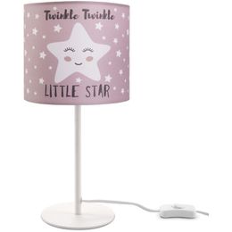 Paco Home - Kinderlampe Tischlampe Kinderzimmer Lampe Sternen-Motiv, Tischleuchte E14 Weiß, Pink (Ø18 cm)