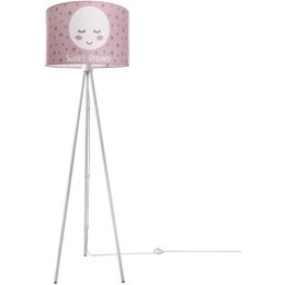 Kinderlampe Stehlampe Kinderzimmer Lampe Mit Mond-Motiv Deko Stehleuchte E27 Dreibeinig Weiß + Leuchtmittel, Pink (Ø45.5 cm) - Paco Home