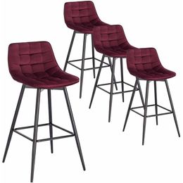 WOLTU 4er Set Barhocker Barstuhl Hocker Tresenhocker Bistrohocker Design Stuhl Samt Metall Bordeaux - bordeaux