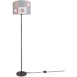 Kinderlampe Stehlampe Kinderzimmer Lampe Sternen Motiv, Stehleuchte E27 Einbeinig Schwarz, Pink (Ø38 cm) - Paco Home