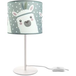 Paco Home - Kinderlampe Tischlampe Kinderzimmer Lampe Mit Lama-Motiv, Tischleuchte E14 Weiß, Grau (Ø18 cm)