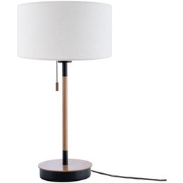 Paco Home - Tischlampe Nachttischlampe Schreibtischlampe Höhe 49 cm Design Skandinavisch Weiß (Ø28 cm), Tischleuchte Schwarz/Holz