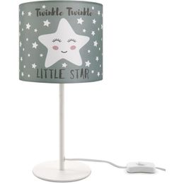 Kinderlampe Tischlampe Kinderzimmer Lampe Sternen-Motiv, Tischleuchte E14 Weiß, Grau (Ø18 cm) - Paco Home