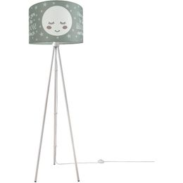 Kinderlampe Stehlampe Kinderzimmer Lampe Mit Mond-Motiv Deko Stehleuchte E27 Dreibeinig Weiß, Grau (Ø45.5 cm) - Paco Home