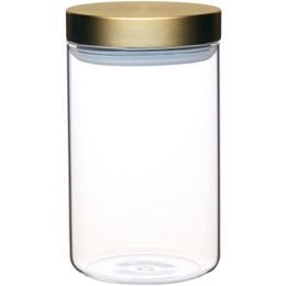 KitchenCraft Masterclass Gläser de Vorratsgläser aus Glas mit luftdichtem Verschluss und Deckel de Edelstahl, Transparent, 1 l