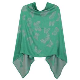 dy_mode Blusenponcho Schmetterlinge Muster Damen Poncho Leichtes Cape Bunter Blusenponcho Schmetterlinge Muster