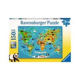 RAVENSBURGER VERLAG Puzzle TIERISCHE WELTKARTE 150-teilig