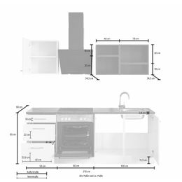 Optifit Küchenzeile Mini, mit E-Geräten, Breite 210 cm, blau|weiß