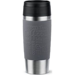 Emsa Thermobecher Travel Mug Classic, mit 360°-Trinköffnung, Edelstahl, Kunststoff, Silikon, 4h heiß, 8h kalt - 360 ml / 6h heiß, 12h kalt - 500 ml, 100% dicht, grau