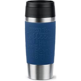 Emsa Thermobecher Travel Mug Classic, mit 360°-Trinköffnung, Edelstahl, Kunststoff, Silikon, 4h heiß, 8h kalt - 360 ml / 6h heiß, 12h kalt - 500 ml, 100% dicht, blau