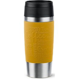 Emsa Thermobecher Travel Mug Classic, mit 360°-Trinköffnung, Edelstahl, Kunststoff, Silikon, 4h heiß, 8h kalt - 360 ml / 6h heiß, 12h kalt - 500 ml, 100% dicht, gelb