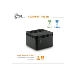 CSL Tiny Box Mini-PC (Intel® Celeron N4120, Intel® HD Graphics 600, 4 GB RAM, 512 GB SSD, passiver CPU-Kühler, 2m HDMI Kabel), schwarz