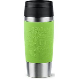 Emsa Thermobecher Travel Mug Classic, mit 360°-Trinköffnung, Edelstahl, Kunststoff, Silikon, 4h heiß, 8h kalt - 360 ml / 6h heiß, 12h kalt - 500 ml, 100% dicht, grün