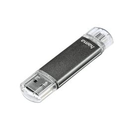 Hama USB-Stick "Laeta Twin", USB 2.0, 16GB, 10MB/s, Grau USB-Stick (Lesegeschwindigkeit 10 MB/s), grau