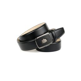 Anthoni Crown Ledergürtel mit silberfarbenem Metallwappen, schwarz