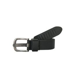 PETROL INDUSTRIES Ledergürtel mit modischer Streifenperforation, schwarz|silberfarben