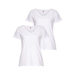 Fruit of the Loom V-Shirt Lady-Fit Valueweight V-Neck (Packung, 2-tlg., 2er-Pack), weiß