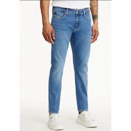 Calvin Klein Jeans Slim-fit-Jeans SLIM mit Calvin Klein Leder-Badge, blau