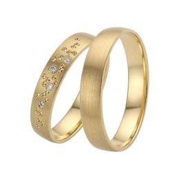 Firetti Trauring Schmuck Geschenk Gold 375 Hochzeit Ehering "LIEBE" Sterne, Made in Germany, wahlweise mit oder ohne Brillanten, gelb|goldfarben