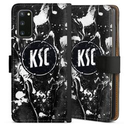 DeinDesign Galaxy S20 Handy Klapph&uuml;lle Handyh&uuml;lle aus Kunst Leder schwarz Flip Case Official Licensed Product Ksc Karlsruher Sc Sideflip mit Lasche
