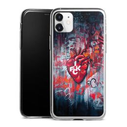 DeinDesign iPhone 11 Handy Slim Case Silikon Handyh&uuml;lle transparent H&uuml;lle extra d&uuml;nn 1. Fc Kaiserslautern 1. Fck Heart Silikon Slim Case