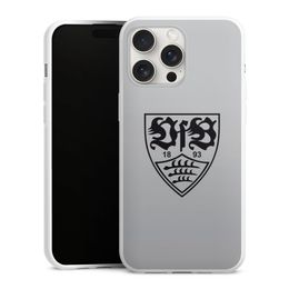 DeinDesign iPhone 15 Pro Max Handy Silikon H&uuml;lle Case wei&szlig; Handyh&uuml;lle Logo Official Licensed Product Vfb Stuttgart Silikon Case