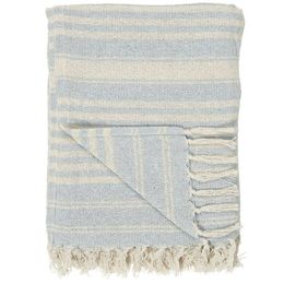 IB Laursen Wohndecke Decke Plaid Kuscheldecke Wohndecke Creme Hellblau 130x160cm Ib