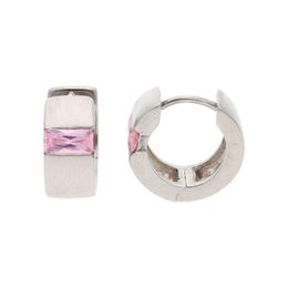 JuwelmaLux Paar Creolen Creolen 925/000 Sterling Silber mit synth. Zirkonia JL30-06 (kein Set, 2-tlg., inkl. edelm Schmucketui), rosa|silberfarben