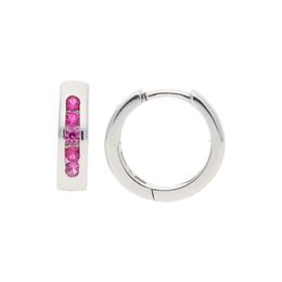JuwelmaLux Paar Creolen Creolen 925/000 Sterling Silber mit pinken Zirkonia JL10-06 (kein Set, 2-tlg., inkl. edelm Schmucketui), silberfarben