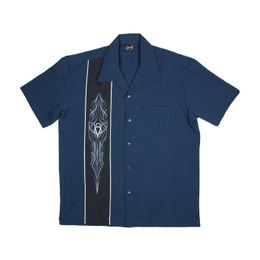 Steady Clothing Kurzarmhemd V8 Racer Blau Retro Vintage Bowling Shirt, M
