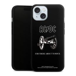 DeinDesign iPhone 15 Handy Premium Silikon H&uuml;lle Handyh&uuml;lle schwarz Case Music Acdc Merchandise Silikon Premium Case