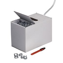 ratioform economy Umreifungs-Set, PET-Kraftband verleimt, Band im Spenderkarton, Metallklemmen, Packmesser, Bandbreite 13 mm