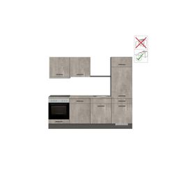 IMPULS KÜCHEN Küche "Porto", vormontiert, wahlweise mit E-Geräten, mit Vollauszug, Breite 240 cm, grau