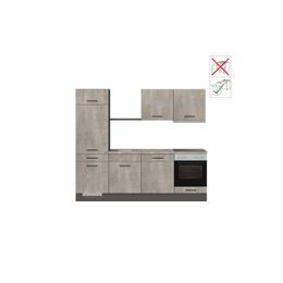 IMPULS KÜCHEN Küche "Porto", vormontiert, wahlweise mit E-Geräten, mit Vollauszug, Breite 240 cm, grau