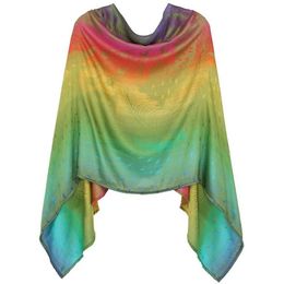 dy_mode Blusenponcho Regenbogen Farben Damen Poncho Leichtes Cape Bunter Blusenponcho in Regenbogen Farben