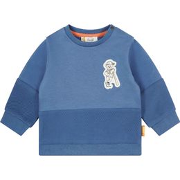 Steiff Sweatshirt, Teddy-Patch, Rippbündchen, für Babys und Kleinkinder, blau, 68