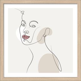 Pro Art Gerahmtes Bild LINE-ART-FACES (BHT 32,50x32,50x1,80 cm)